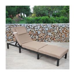 Poly-Rattan Sonnenliege MCW-A51, Relaxliege Gartenliege Liege ~ Premium anthrazit, Kissen creme