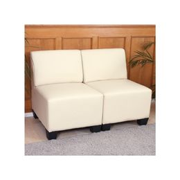 MCW Modular 2-Sitzer Sofa Couch Moncalieri, Kunstleder ~ creme, ohne Armlehnen