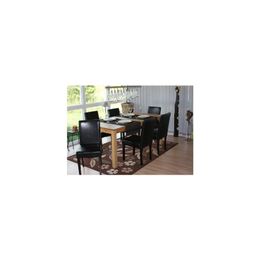 MCW 6er-Set Esszimmerstuhl Stuhl Küchenstuhl Littau ~ Kunstleder, schwarz, dunkle Beine