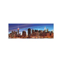 MCW LED-Bild, Leinwandbild Wandbild Leuchtbild, Timer MVG-zertifiziert ~ 120x40cm New York, flackernd