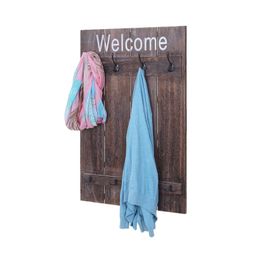 Wandgarderobe MCW-C89 Welcome, Garderobe Garderobenpaneel, Shabby-Look Vintage, 91x60cm ~ braun, shabby