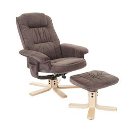 MCW Relaxsessel H56, Fernsehsessel TV-Sessel mit Hocker, Stoff/Textil ~ Wildlederimitat braun