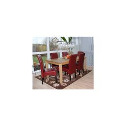 MCW 6er-Set Esszimmerstuhl Küchenstuhl Stuhl Crotone, LEDER ~ rot, dunkle Beine