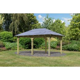 Karibu CHILLROI Rechteckiger Holzpavillon 289 x 429 cm Gartenpavillon Terrassenüberdachung kesseldruckimprägniert