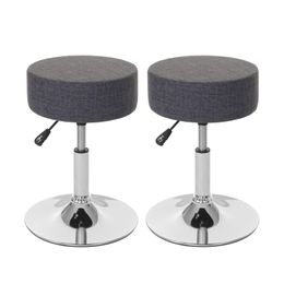 2er-Set Hocker MCW-C22, Sitzhocker Schminkhocker, höhenverstellbar Ø 35cm ~ Textil, grau