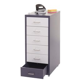 MCW Rollcontainer Preston T851, Schubladenschrank Stahlschrank, 69x28x41cm 6 Schubladen ~ dunkelgrau weiß-dunkelgrau