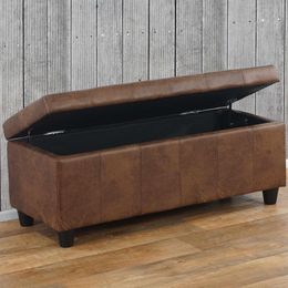 MCW Aufbewahrungs-Truhe Kriens, Sitzbank Bank, Stoff/Textil, 45x114x45cm MVG-zertifiziert ~ Wildlederimitat