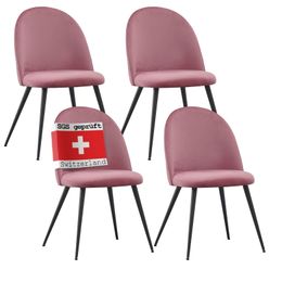 ALBATROS Esszimmerstühle mit Samt-Bezug 4er Set CAPO, Rosa - Stilvolles Vintage Design, Eleganter Polsterstuhl am Esstisch - Küchenstuhl oder Stuhl Esszimmer mit hoher Belastbarkeit