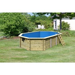 Karibu CHILLROI Achteckiger Massivholz Pool länglich, 358 x 569 x 124 cm, Modell 4 Inkl. Zubehör und Pool Leitern