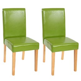 MCW 2er-Set Esszimmerstuhl Stuhl Küchenstuhl Littau ~ Kunstleder, grün, helle Beine