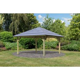 Karibu CHILLROI Quadratischer Holzpavillon 359 x 359 cm Gartenpavillon Terrassenüberdachung kesseldruckimprägniert