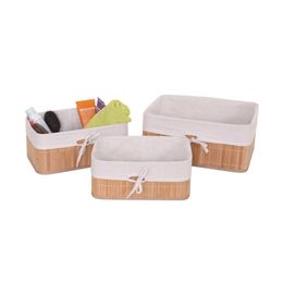 3er Set Aufbewahrungskorb MCW-C21, Korb Aufbewahrungsbox Ordnungsbox Sortierbox Regalkorb, Bambus ~ naturfarben