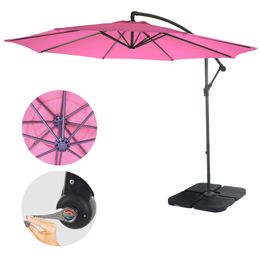 MCW Ampelschirm Terni, Sonnenschirm Sonnenschutz, Ø 3m neigbar, Polyester/Stahl 11kg ~ pink mit Ständer