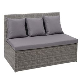 Poly-Rattan 2er Sofa MCW-G16, Lounge-Gartenbank Sitzbank Sessel, Gastronomie 120cm ~ grau, Kissen dunkelgrau