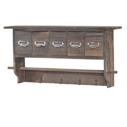 Garderobe MCW-C49, Wandgarderobe Wandregal, Vintage mit 5 Schubladen 32x65x13cm ~ braun