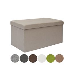 DuneDesign Faltbare Sitzbank 76x38x38 cm inkl. Trennwand Sitztruhe 80L Polsterbank Beige