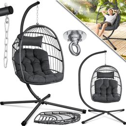 Kesser® Hängesessel Jungle mit Gestell Stahl Hängekorb Sessel Inkl. Großen Kissen + Decken Halterung - Hängeschaukel Hängesitz Indoor - Outdoor Schaukel Hängestuhl für Kinder und Erwachsene