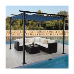 Pergola MCW-C42, Garten Pavillon, stabiles 6cm-Gestell + Schiebedach ~ 3x3m blau