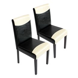 MCW 2er-Set Esszimmerstuhl Küchenstuhl Stuhl Littau ~ schwarz-weiß, dunkle Beine