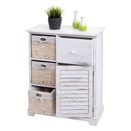 Kommode MCW-H21, Schrank Schubladenkommode, Massiv-Holz Korb-Schublade 80x60x30cm ~ shabby weiß