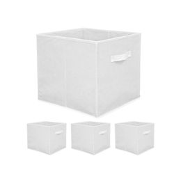 DuneDesign Faltbox Set 4 Boxen für Kallax Regal weiß 33x38x33cm Expedit Box mit Stoffgriff