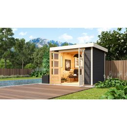 Karibu Gartenhaus "Calabar 3" SET terragrau mit Boden und Dachfolie