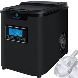 Kesser® Eiswürfelbereiter Eiswürfelmaschine Edelstahl 150W Ice Maker 12 kg 24 h 3 Würfelgrößen Zubereitung in 6 min 2,2 Liter Wassertank Timer LCD-Display Selbstreinigungsfunktion