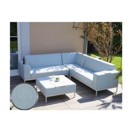 Alu-Garten-Garnitur MCW-C47, Sofa, Outdoor Stoff/Textil ~ blau mit Ablage, ohne Kissen