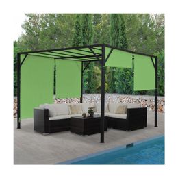 MCW Pergola Beja, Garten Pavillon Terrassenüberdachung, stabiles 6cm-Stahl-Gestell + Schiebedach grün ~ 3x4m