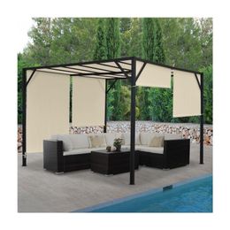 MCW Pergola Beja, Garten Pavillon Terrassenüberdachung, stabiles 6cm-Stahl-Gestell + Schiebedach ~ 4x4m