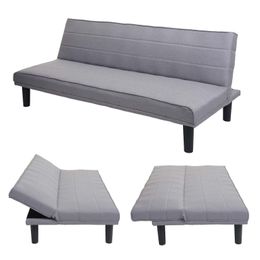 Schlafsofa MCW-J17, Couch Klappsofa Gästebett Bettsofa, Schlaffunktion Stoff/Textil 165cm ~ grau