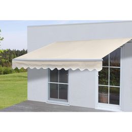 MCW Alu-Markise H792, Gelenkarmmarkise Sonnenschutz 5x3m ~ Polyester Creme