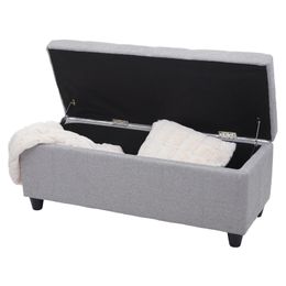 MCW Aufbewahrungs-Truhe Kriens, Sitzbank Bank, Stoff/Textil, 45x114x45cm MVG-zertifiziert ~ hellgrau