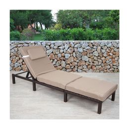 Poly-Rattan Sonnenliege MCW-A51, Relaxliege Gartenliege Liege ~ Premium braun, Kissen creme