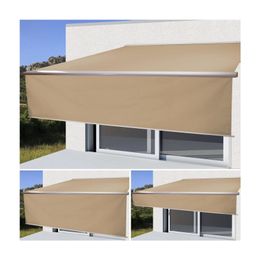 MCW Elektrische Kassetten-Markise H124, Vollkassette, 4x3m ausfahrbarer Volant ~ Polyester Creme