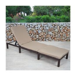 Poly-Rattan Sonnenliege MCW-A51, Relaxliege Gartenliege Liege ~ Basic braun, Kissen creme