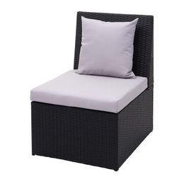 Poly-Rattan Sessel MCW-G16, Lounge-Rattanstuhl Gartenstuhl, Gastronomie ~ schwarz, Kissen hellgrau