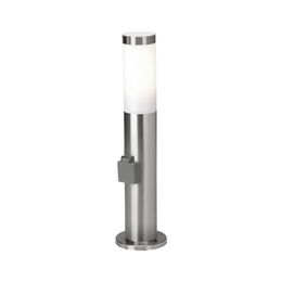 Brilliant Lampe Chorus Außensockelleuchte Steckdose edelstahl 1x A60, E27, 20W, geeignet für Normallampen (nicht enthalten) IP-Schutzart: 44 - spritzwassergeschützt