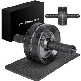 EliteAthlete® Bauchroller Bauchmuskeltrainer - AB Roller - Bauchtrainer für Zuhause - Bauch Weg - Abdominal Trainer - AB Wheel inkl. gepolsterter Kniematte - Rot