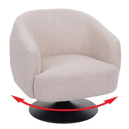 Lounge-Sessel MCW-J76, Cocktailsessel Sessel drehbar, Bouclé Stoff Metall ~ creme-beige