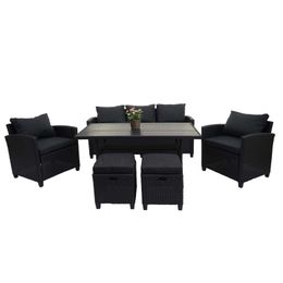 Poly-Rattan Garnitur MCW-E95, Garten-/Lounge-Set Sitzgruppe, Spun Poly halbrundes Rattan ~ schwarz, Kissen anthrazit