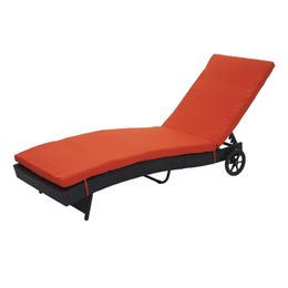 Sonnenliege MCW-D80, Gartenliege Relaxliege Liege, Poly-Rattan ~ anthrazit, Kissen terracotta