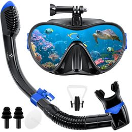 Kesser® Schnorchelset Profi Taucherbrille Schnorchelmaske Tauchset Erwachsene Tauchmaske - Inkl. Action-Cam Halterung - Antibeschlag und Anti-Leck für Freitauchen und Schnorcheln Set Taucherbrille