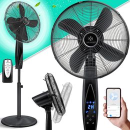 Kesser® Standventilator Metall mit Fernbedienung APP Funktion Wifi Timer Standlüfter - Oszillationsfunktion 80 Grad 55W – 3 Geschwindigkeitsstufen höhenverstellbarer Ventilator Standfuß