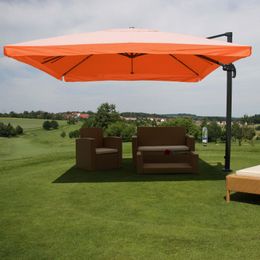 Gastronomie-Ampelschirm MCW-A96, Sonnenschirm, 3x4m (Ø5m) Polyester/Alu 26kg ~ Flap, terracotta ohne Ständer