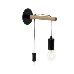 Brilliant Lampe Jarbo Wandleuchte Zuleitung schwarz/holzfarbend 1x A60, E27, 60W, geeignet für Normallampen (nicht enthalten) Mit Zuleitung und Schnurzwischenschalter