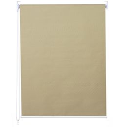 Rollo MCW-D52, Fensterrollo Seitenzugrollo Jalousie, Sonnenschutz Verdunkelung blickdicht 120x230cm ~ beige