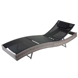 MCW Sonnenliege Phoenix, Relaxliege Gartenliege Liege, Poly-Rattan ~ grau, Bezug schwarz