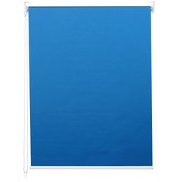 Rollo MCW-D52, Fensterrollo Seitenzugrollo Jalousie, Sonnenschutz Verdunkelung blickdicht 120x230cm ~ blau