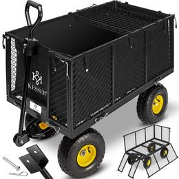 Kesser® Bollerwagen 550kg belastbar Gartenwagen Transportwagen Gartenkarre herausnehmbare Plane Gerätewagen Handwagen vielseitig einsetzbar inkl. Handschuhe